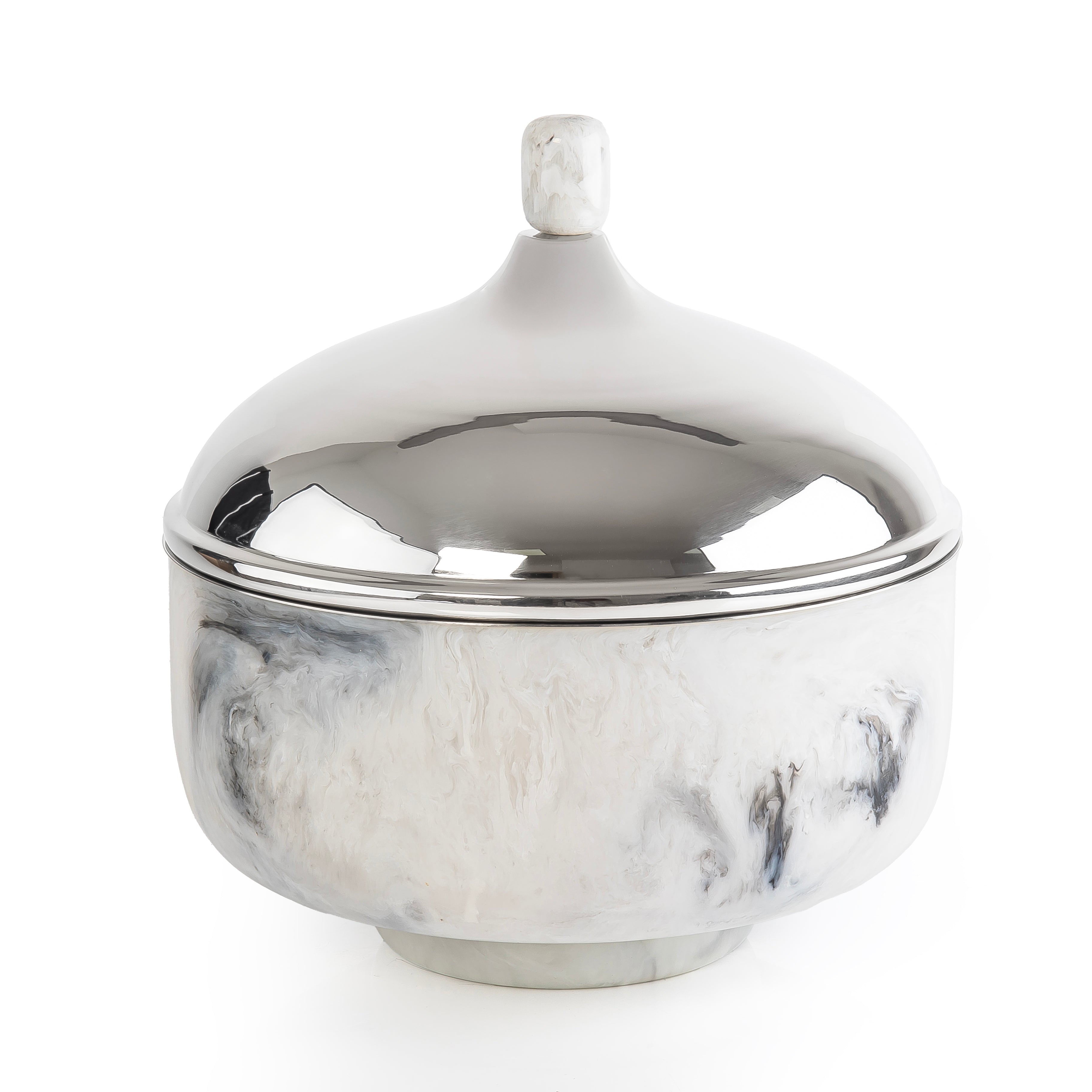 Large Resin insulated Pot with Cover - White&Black – Cascades UAE