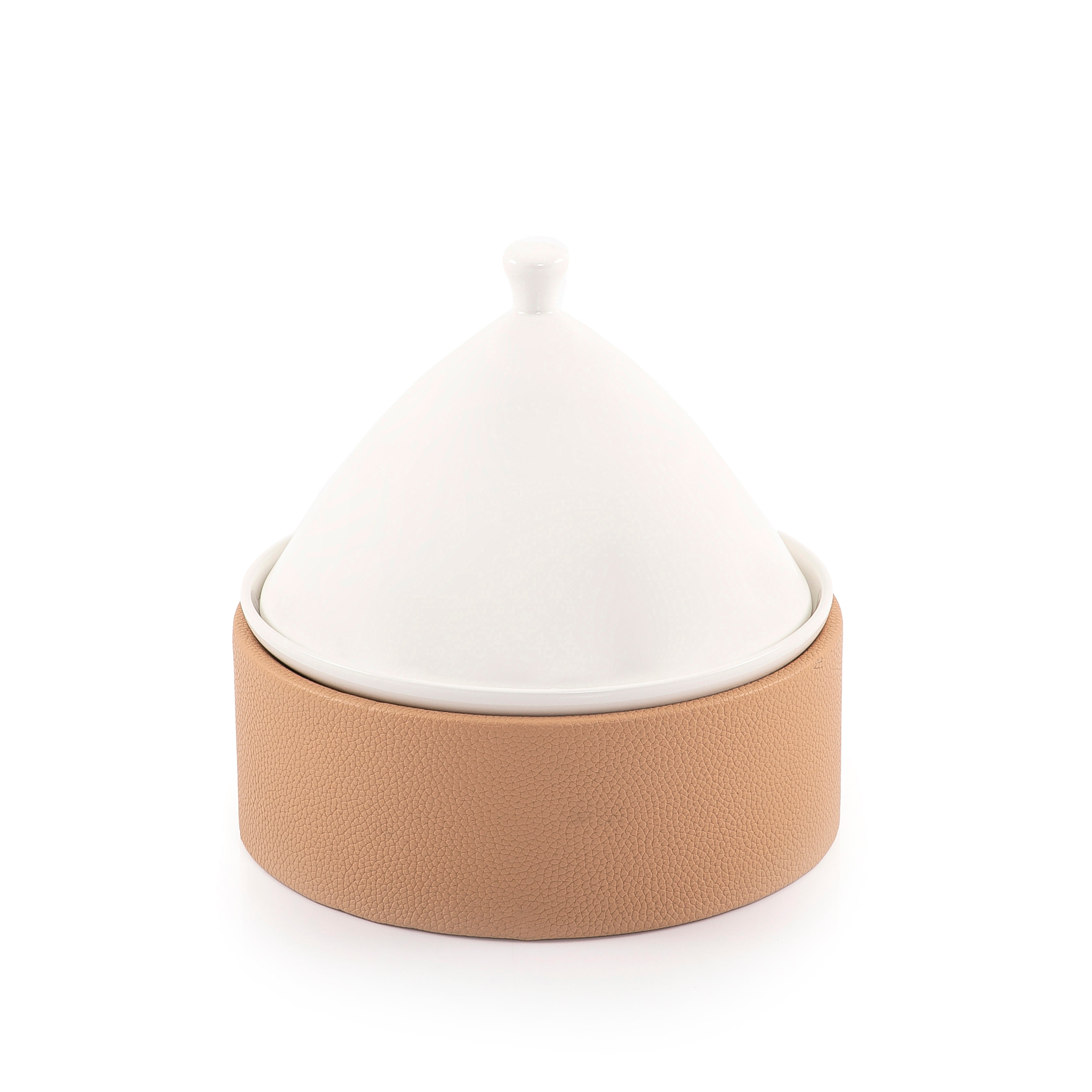Ceramic plate with leather base – Cascades UAE