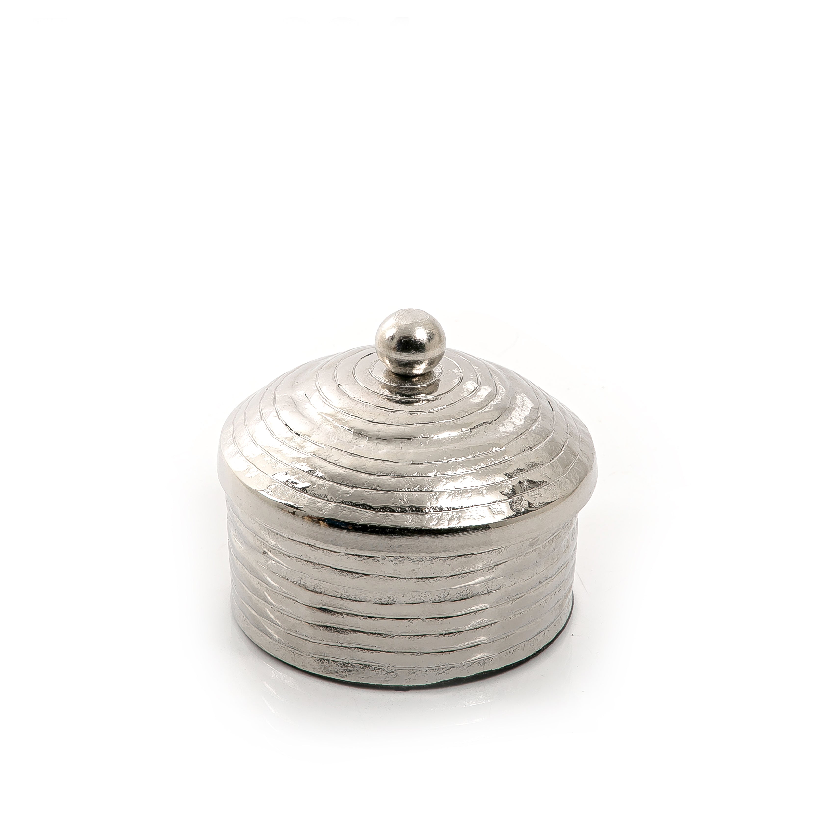 Silver Round Metal Box with cover – Cascades UAE