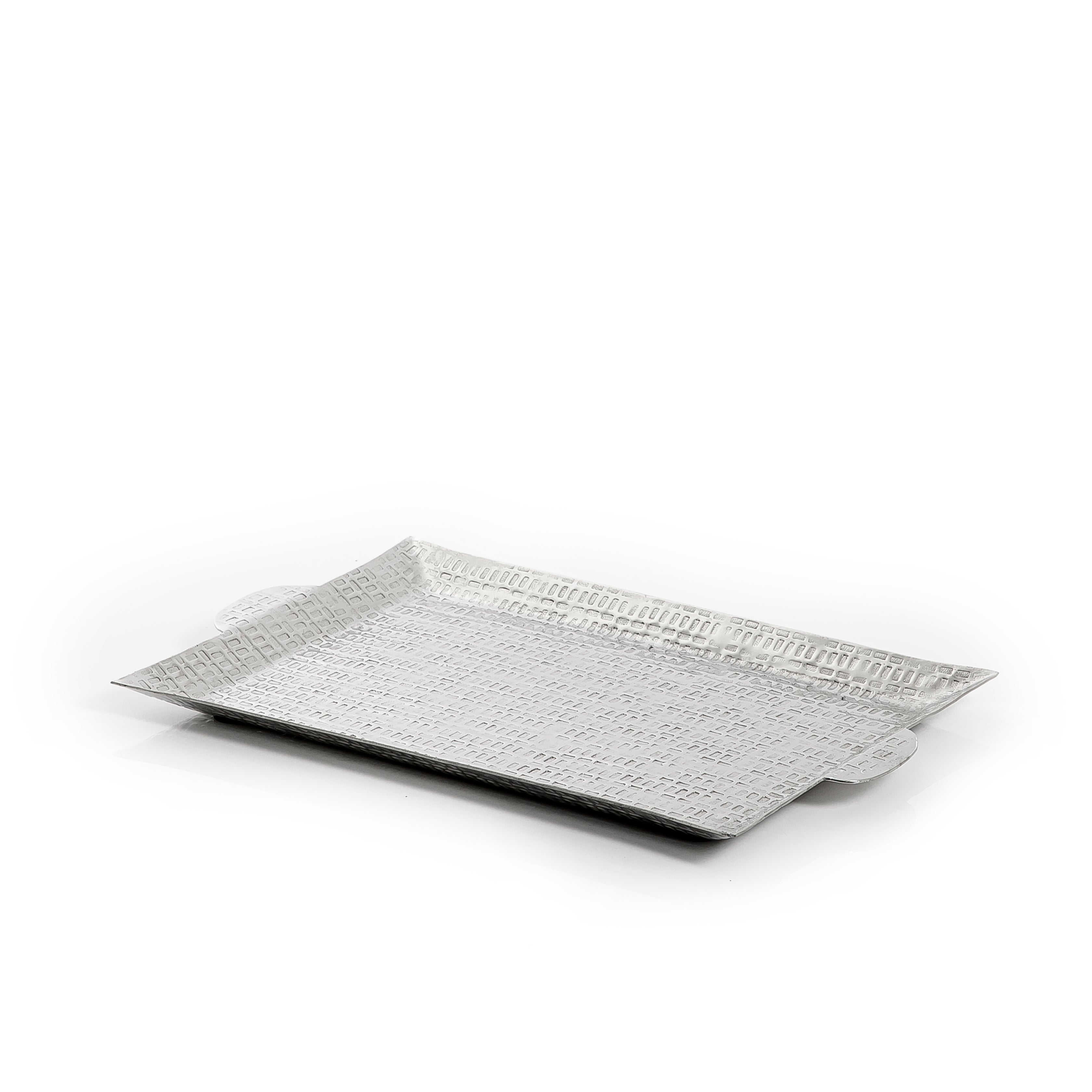 Silver Rectangular Metal Tray With Handle – Cascades UAE