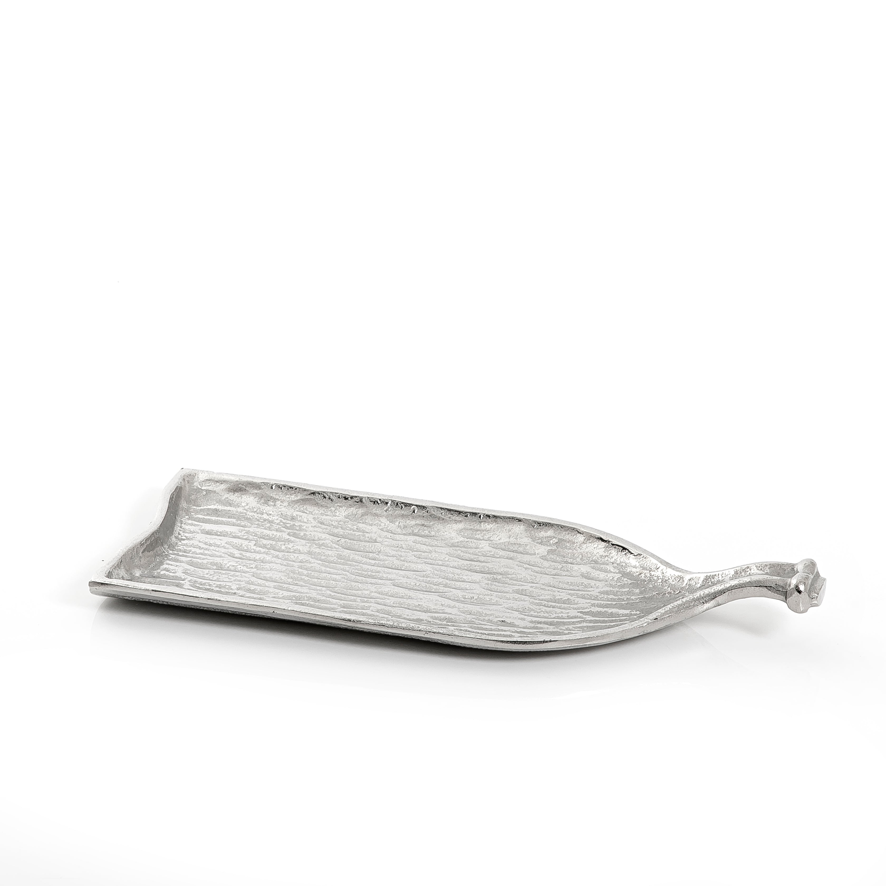 Silver Metal Plate With Handle - Large – Cascades UAE