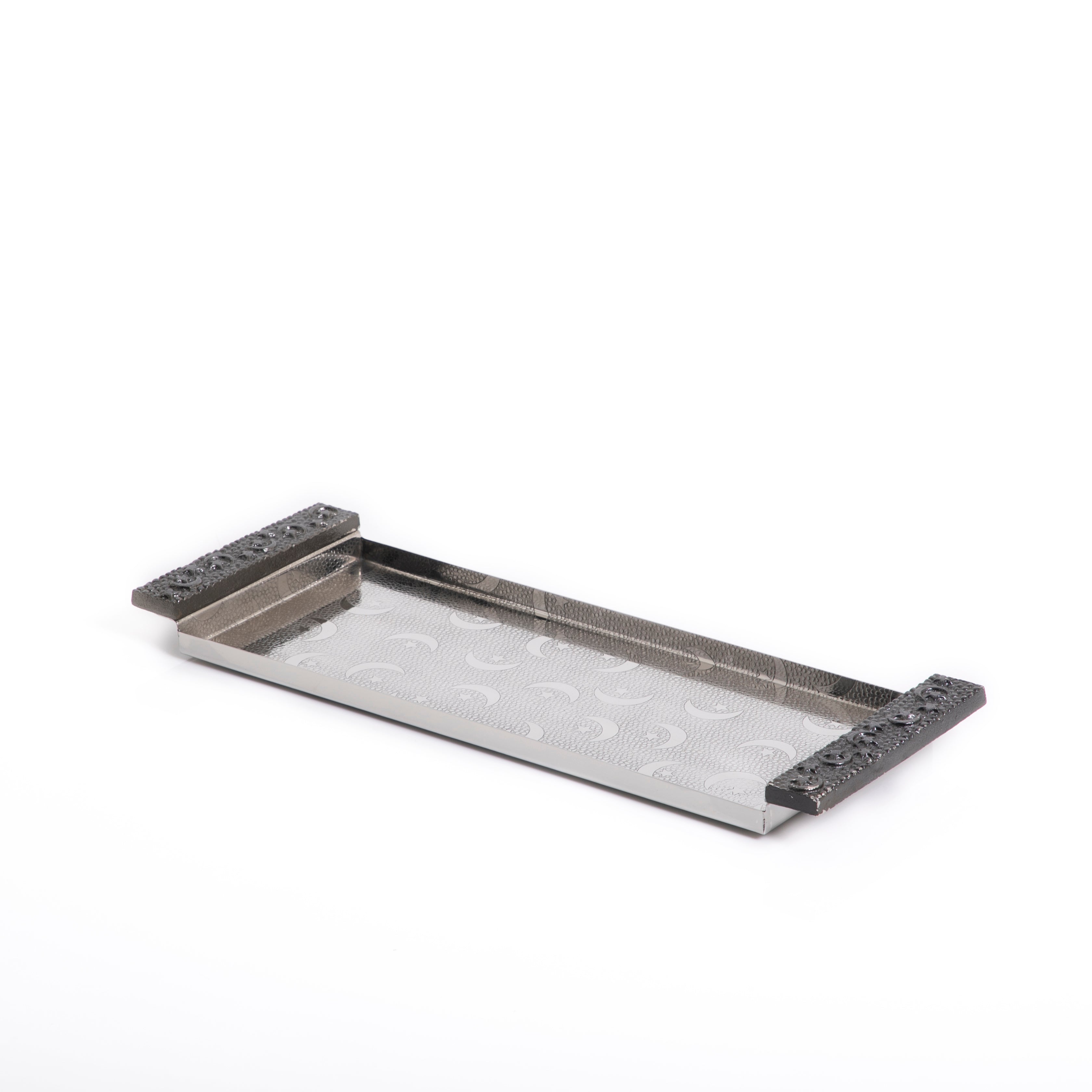 Rectangular metal tray with silver handle 40*16 – Cascades UAE