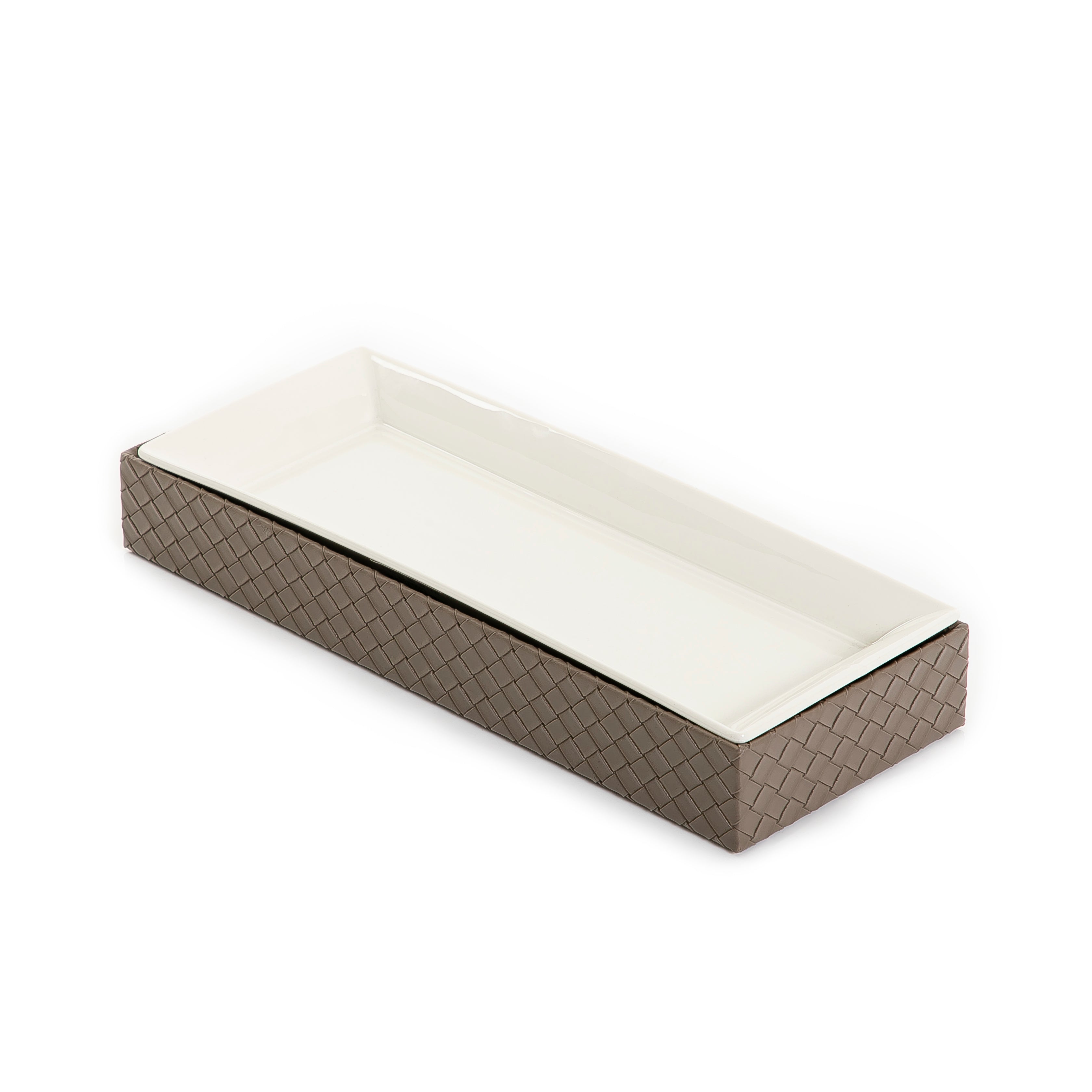Rectangular Ceramic Stand With Brown Leather Base – Cascades UAE