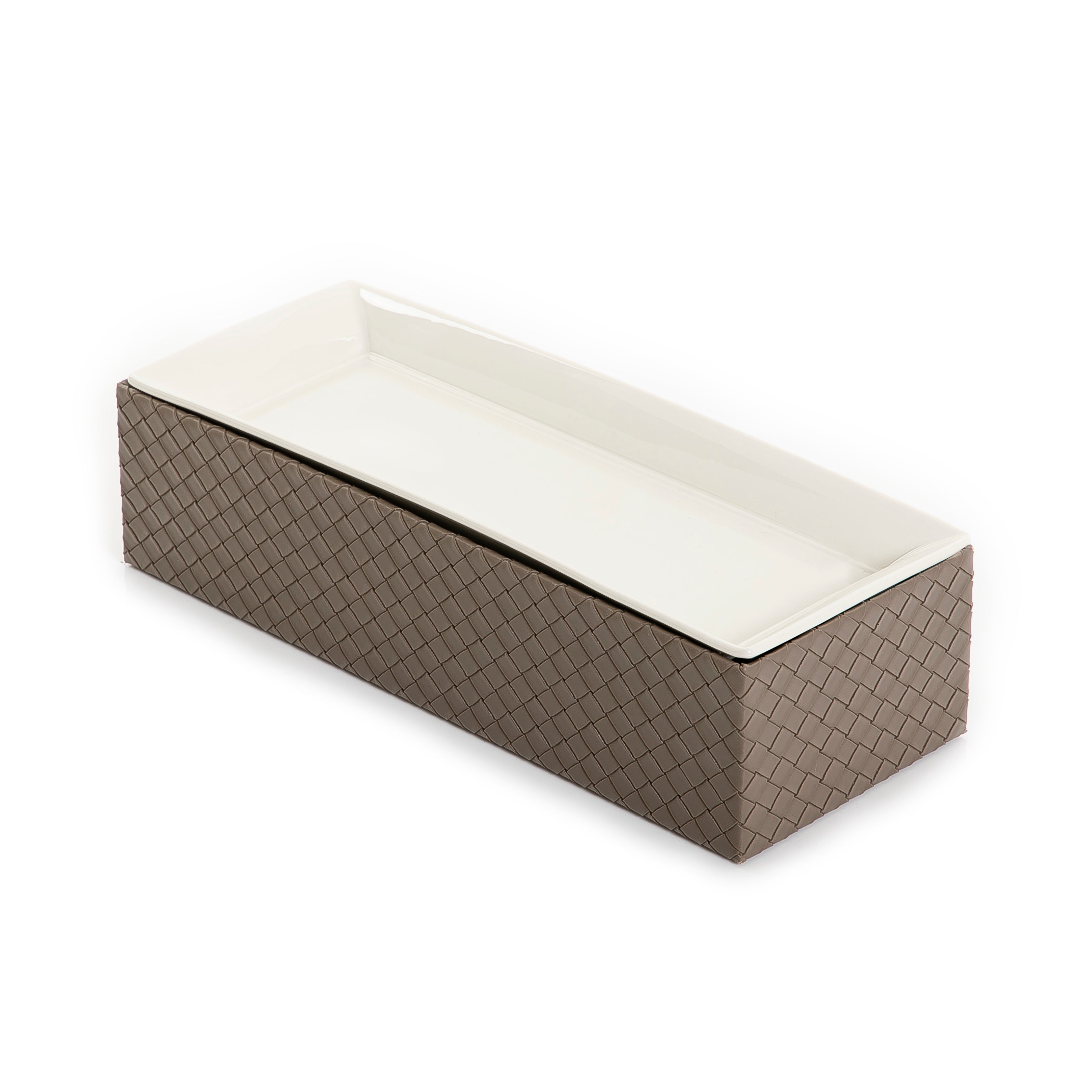 Rectangular Ceramic Stand With Brown Leather Base – Cascades UAE
