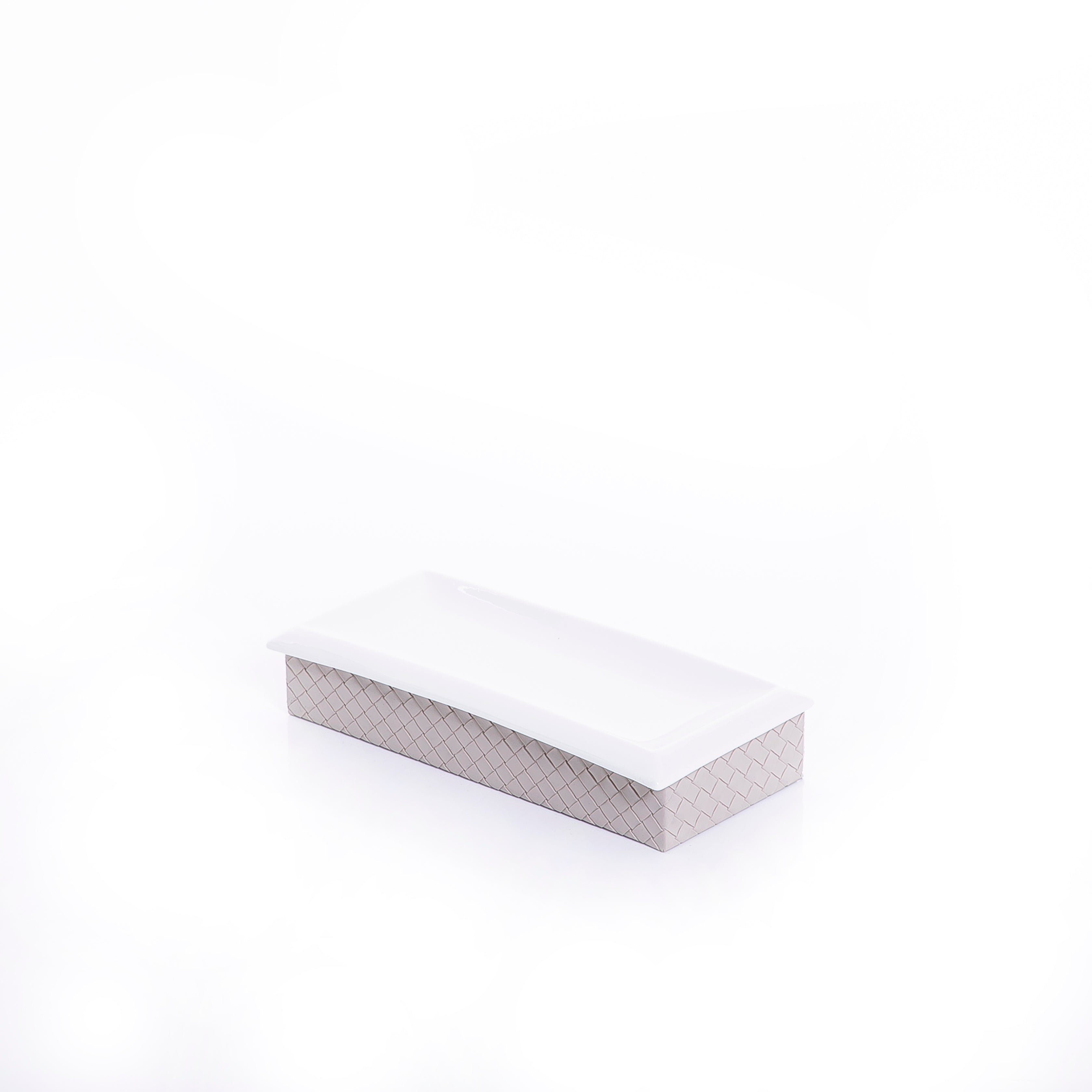rectangular ceramic plate with beige leather base – Cascades UAE